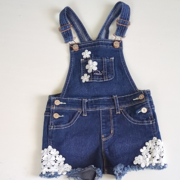 Jordache | Bottoms | 28 Jordache Blue And White Floral Lace Overalls ...